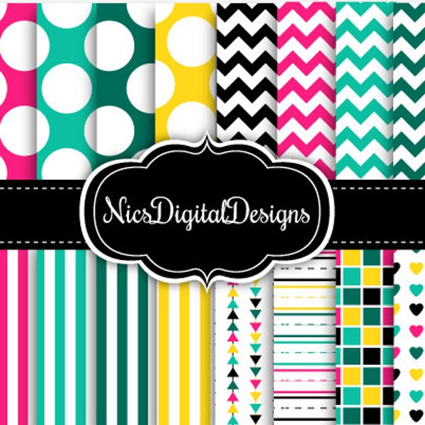 20 Digital Papers. 5 Tone Patterns in Colours 3 8A No 3 for Personal ...