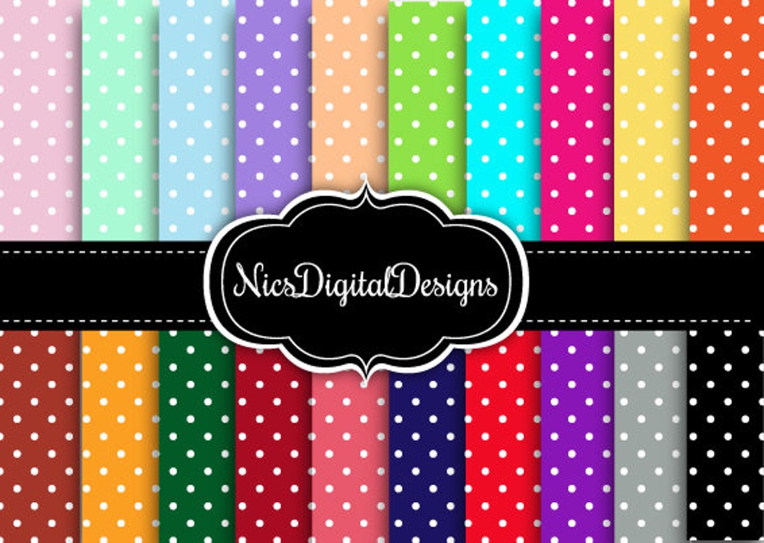 20 Digital Papers. Spread Polka Dots in Seasonal Colours 1D No 3 for ...
