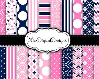 Pink and Gray Digital Scrapbooking Papers 24 Jpg Files 12 X 12 - Etsy