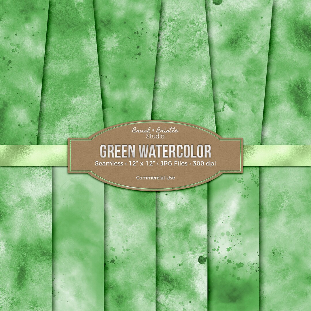 Green Watercolor Digital Paper, Seamless, Texture, Scrapbook Paper ...