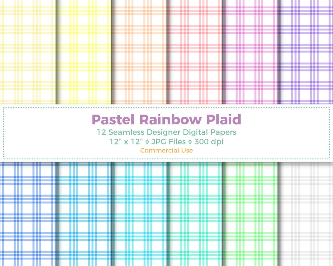 Pastel Rainbow Plaid Seamless Digital Paper Commercial Use - Etsy
