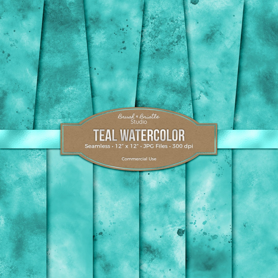 Teal Watercolor Digital Paper, Seamless, Texture, Scrapbook Paper ...