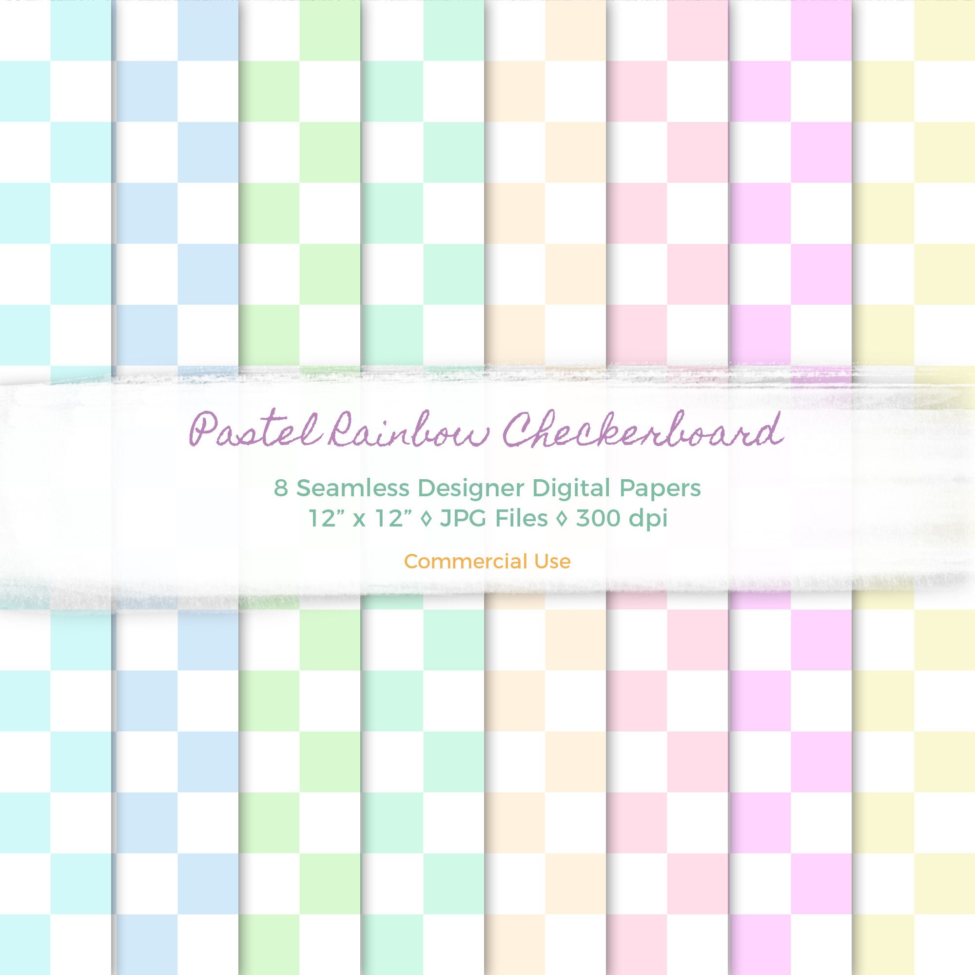 Pastel Rainbow Checkerboard Seamless Digital Paper - Etsy