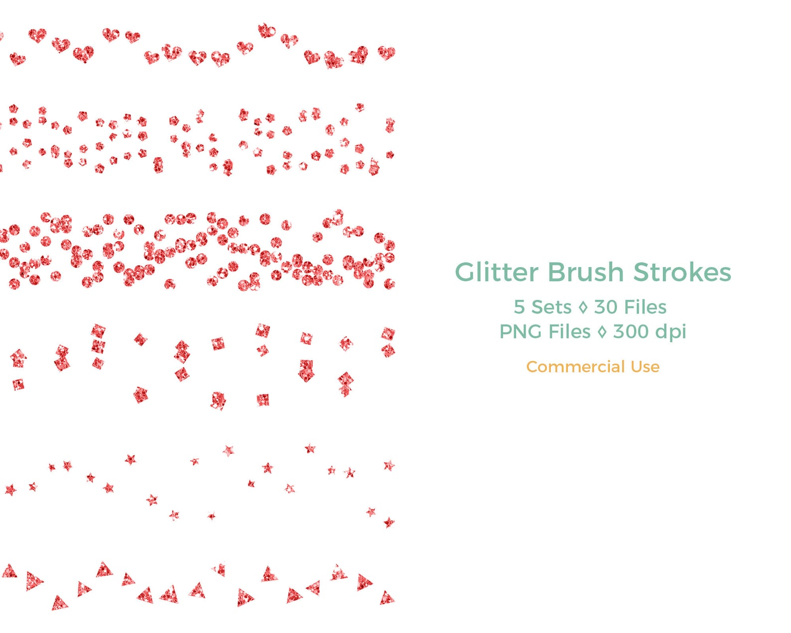 30 Red Glitter Brush Strokes PNG Overlay Clipart 5 Sets - Etsy