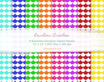 Rainbow Double Circled Scallops Seamless Digital Paper | Etsy