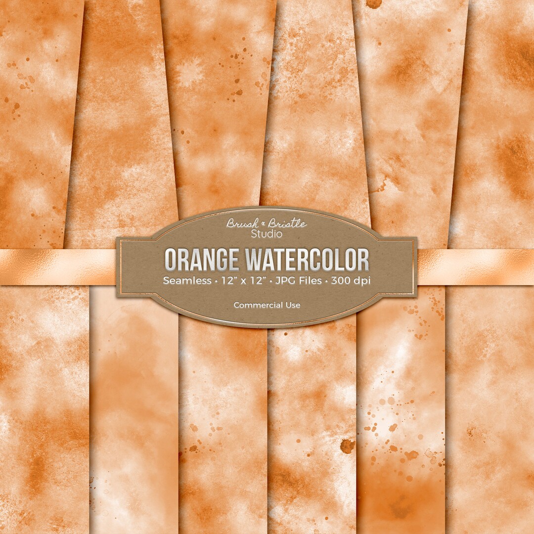 Orange Watercolor Digital Paper, Seamless, Texture, Scrapbook Paper ...