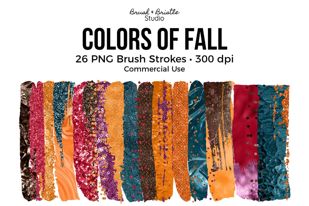26 Colors of Fall Brush Strokes, Set 2, PNG Overlay Clipart, Luxury ...