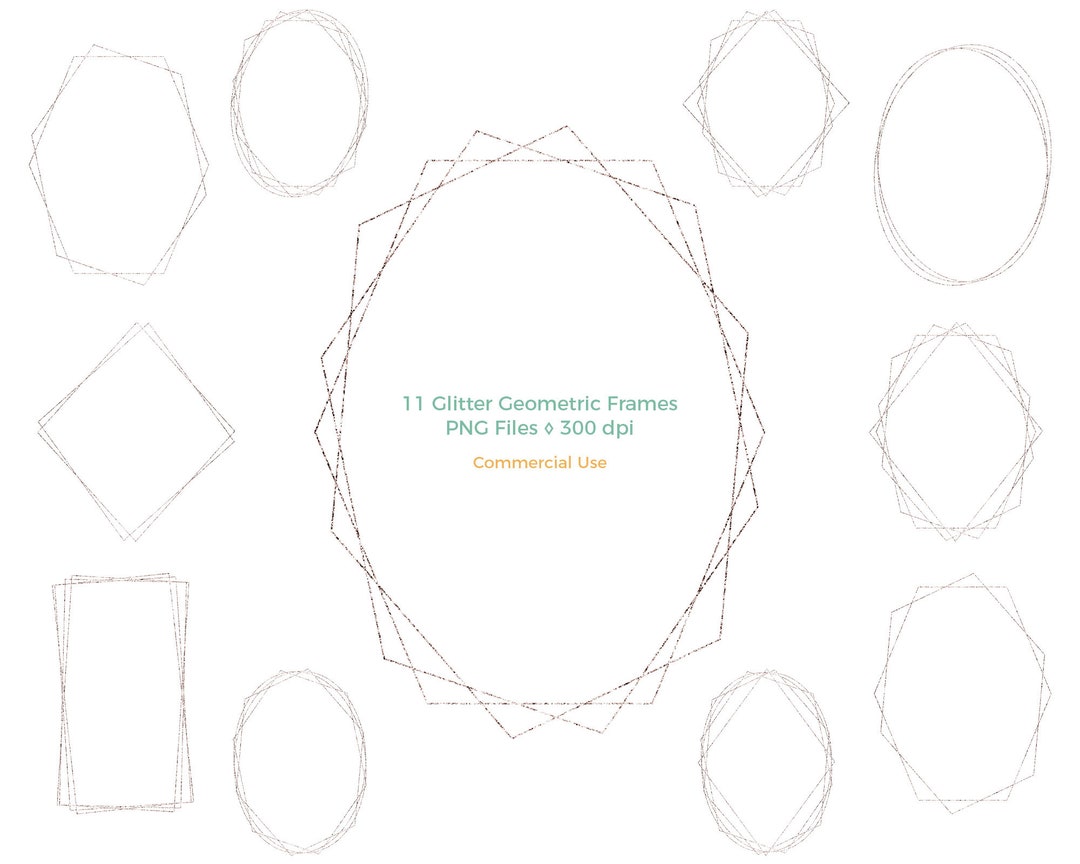 Rose Gold Glitter Geometric Polygonal PNG Frames Clipart, Geometric ...
