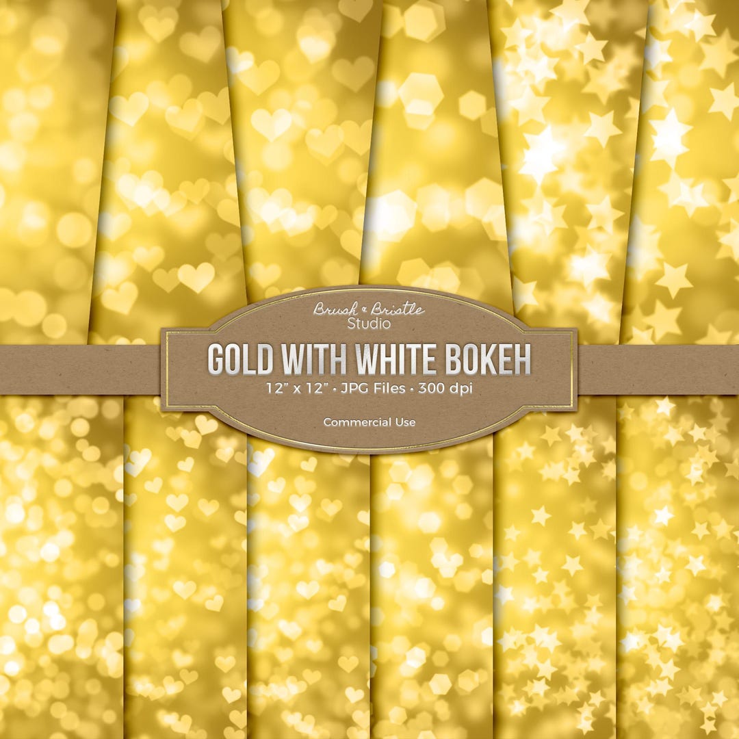 Gold With White Bokeh Digital Paper, Commercial Use, Instant Download ...
