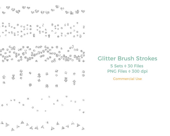 30 Silver Glitter Brush Strokes PNG Overlay Clipart 5 Sets - Etsy