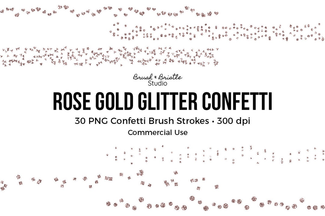 30 Rose Gold Glitter Brush Strokes, PNG Overlay Clipart, 5 Sets, Luxury ...