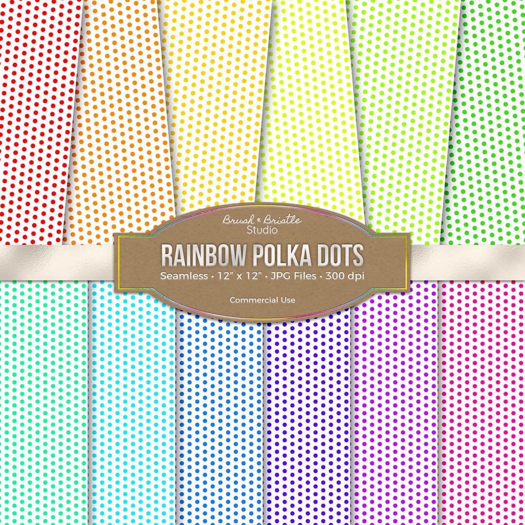 Rainbow Polka Dots Seamless Digital Paper, Commercial Use, Instant ...