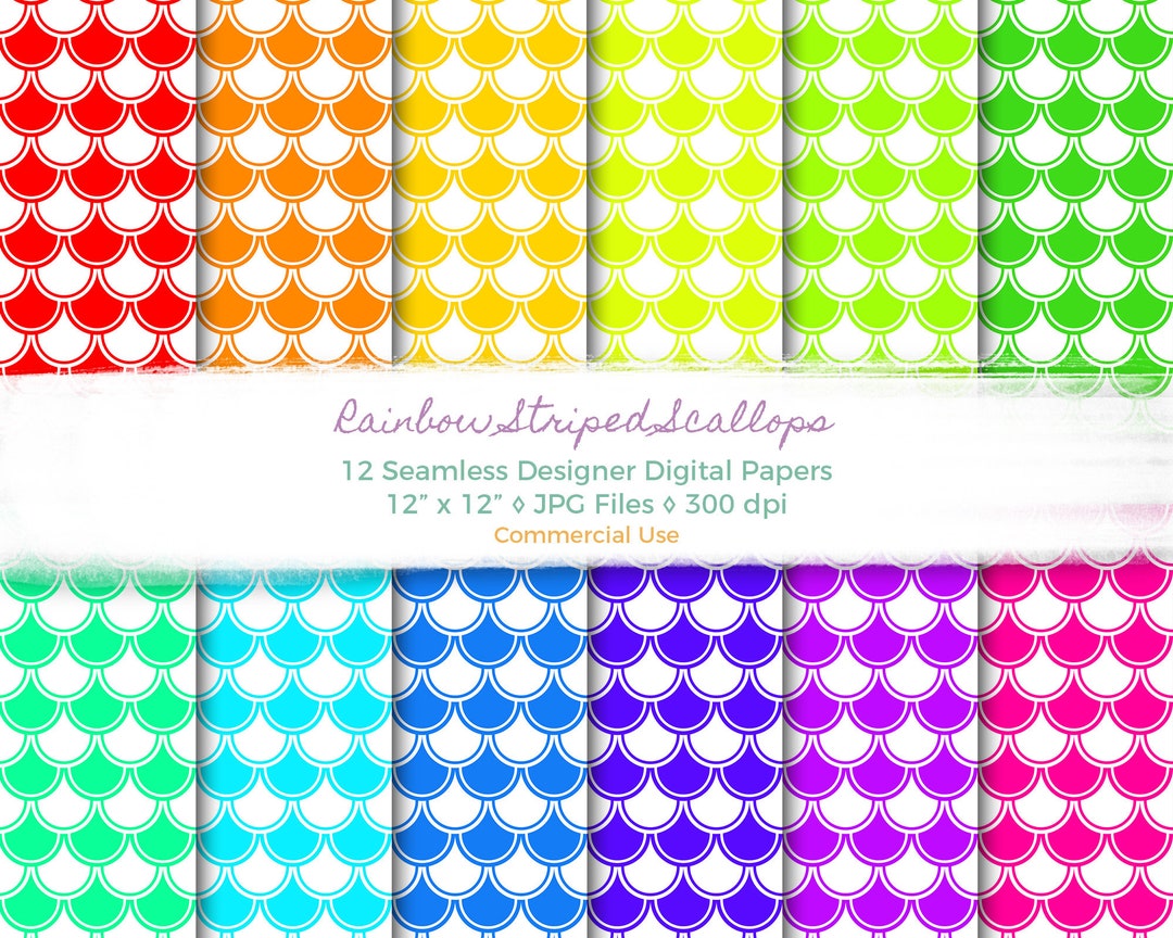 Rainbow Double Circled Scallops Seamless Digital Paper - Etsy