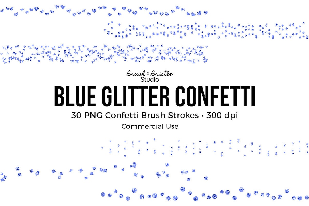 30 Blue Glitter Brush Strokes, PNG Overlay Clipart, 5 Sets, Luxury ...