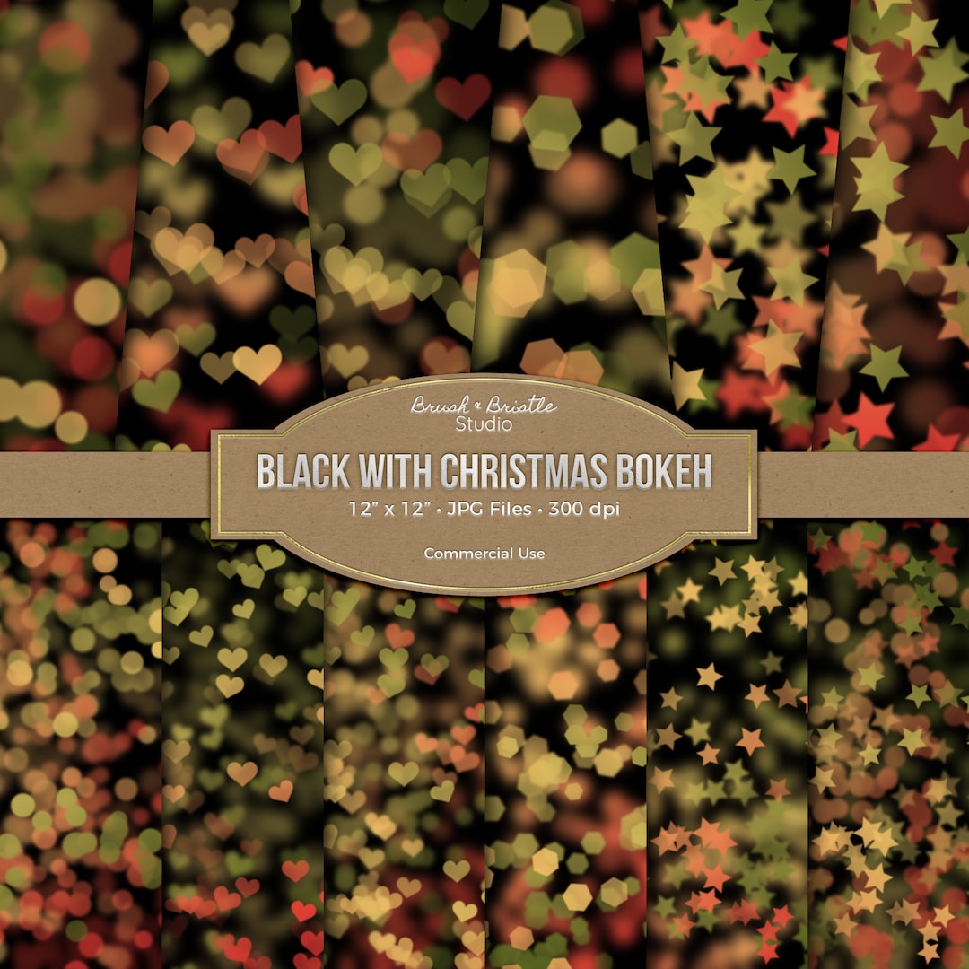 Black and Christmas Bokeh Digital Paper, Commercial Use, Instant ...