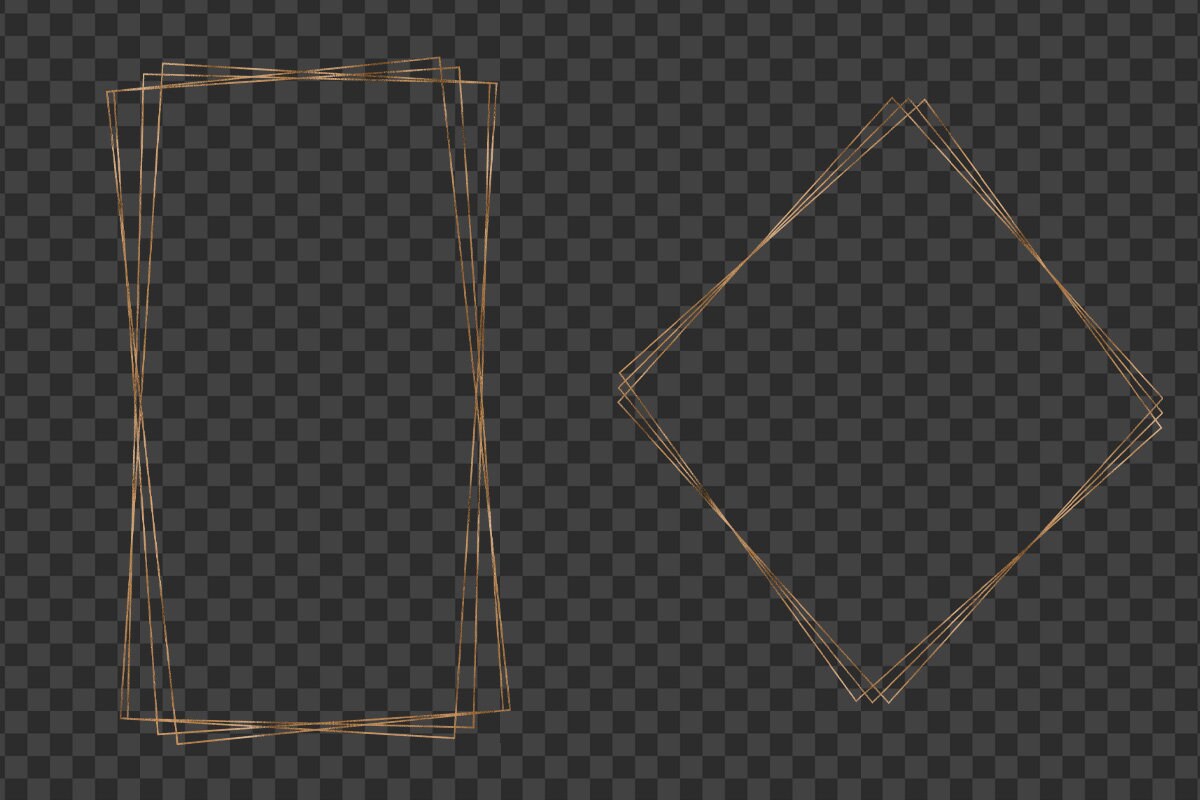 Copper Metallic Foil Geometric Frames, Vector Polygonal Frames, PNG ...