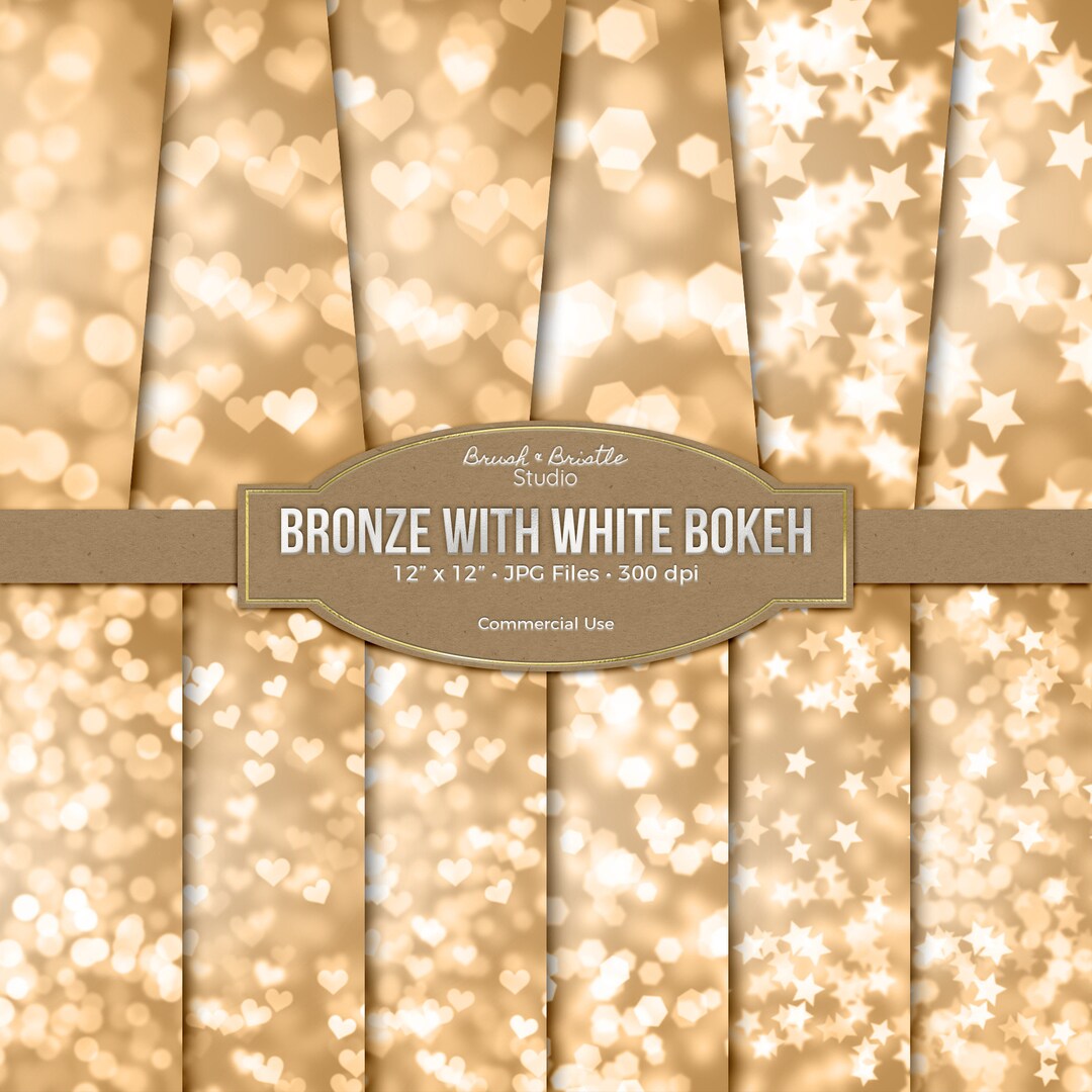 Bronze With White Bokeh Digital Paper, Commercial Use, Instant Download ...