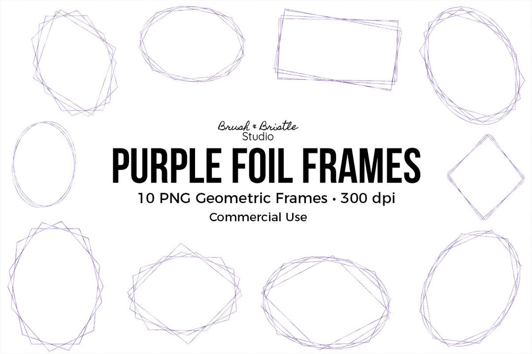Purple Metallic Foil Geometric Frames, Vector Polygonal Frames, PNG ...