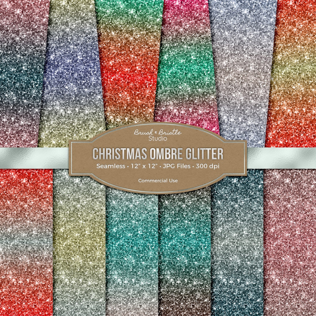 Seamless Christmas Ombre Glitter Digital Paper, Texture, Christmas ...