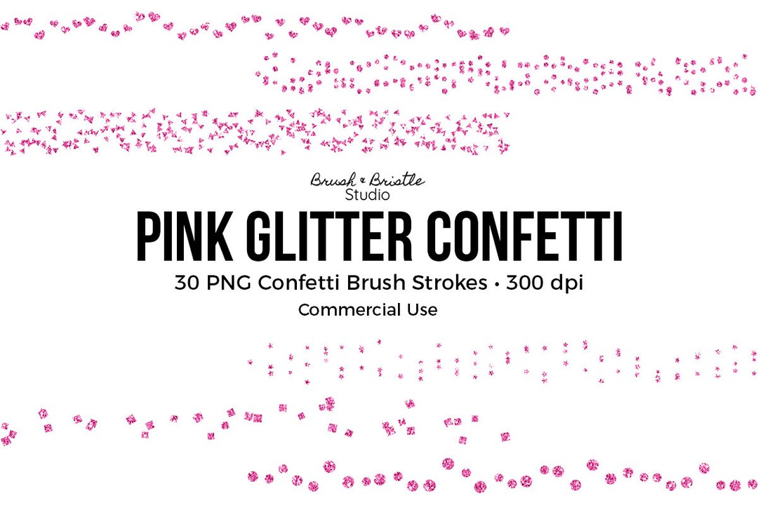 30 Pink Glitter Brush Strokes, PNG Overlay Clipart, 5 Sets, Luxury ...