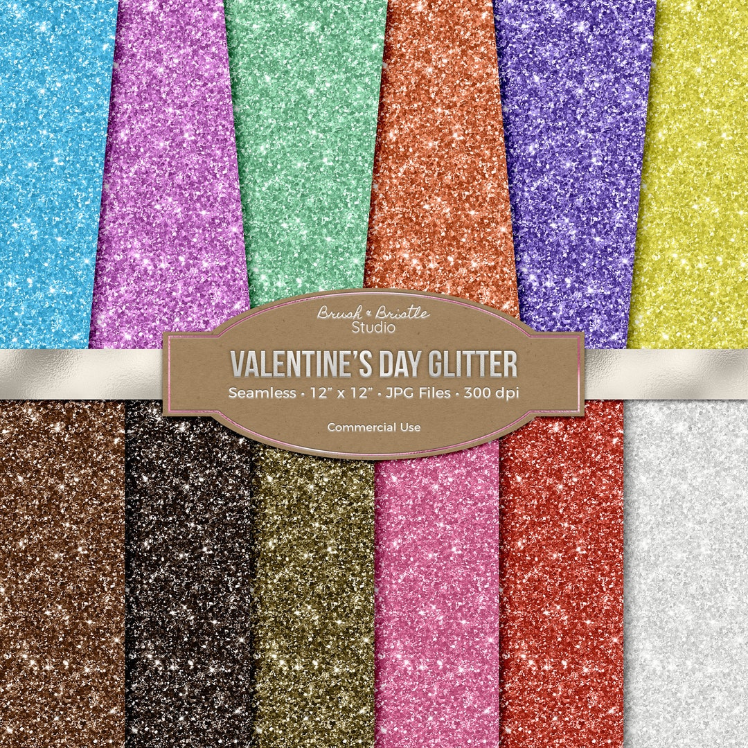 Seamless Valentine's Day Glitter Digital Paper, Texture, Scrapbook ...