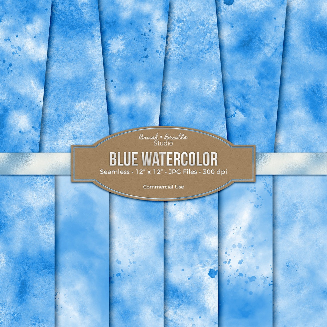 Blue Watercolor Digital Paper, Seamless, Texture, Scrapbook Paper ...