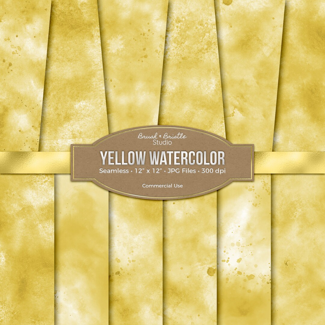 Yellow Watercolor Digital Paper, Seamless, Texture, Scrapbook Paper ...