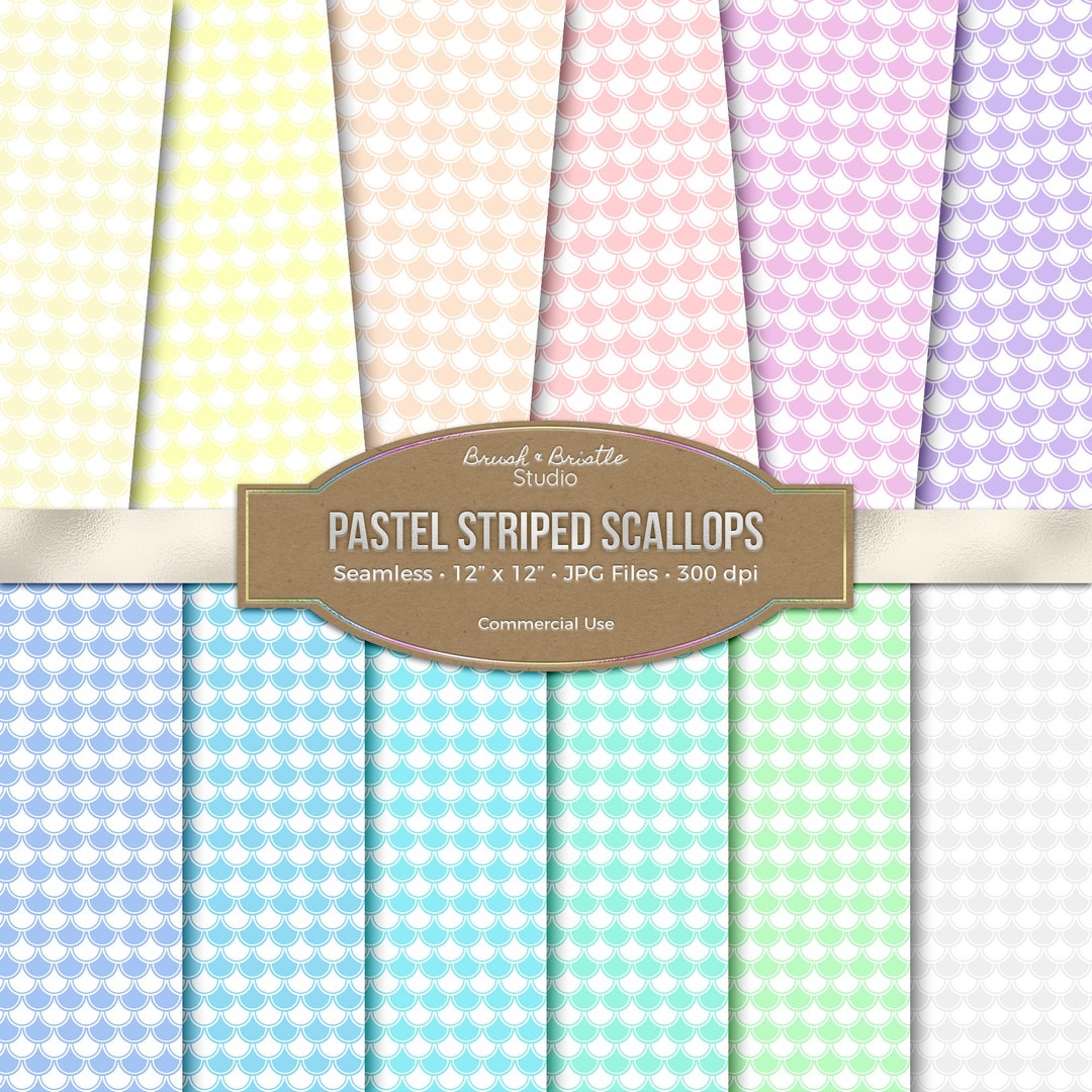 Pastel Rainbow Double Circled Scallops Seamless Digital Paper ...