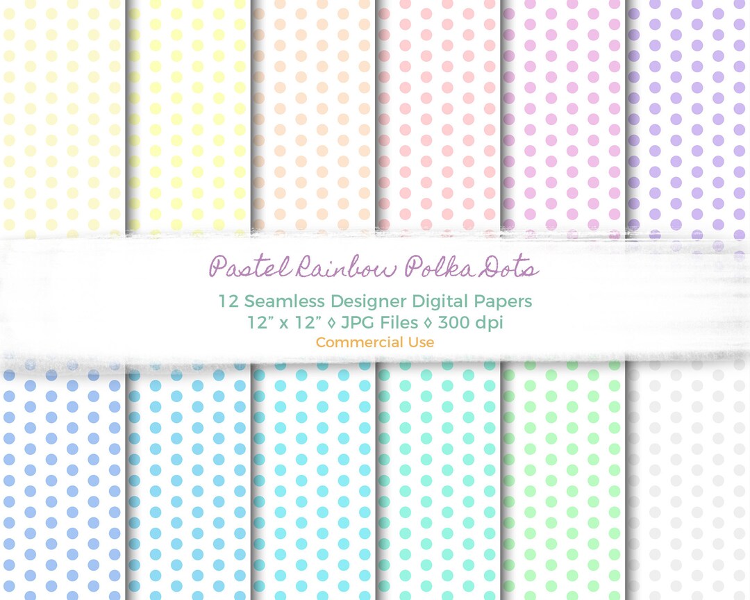 Pastel Rainbow Polka Dots Seamless Digital Paper Commercial - Etsy