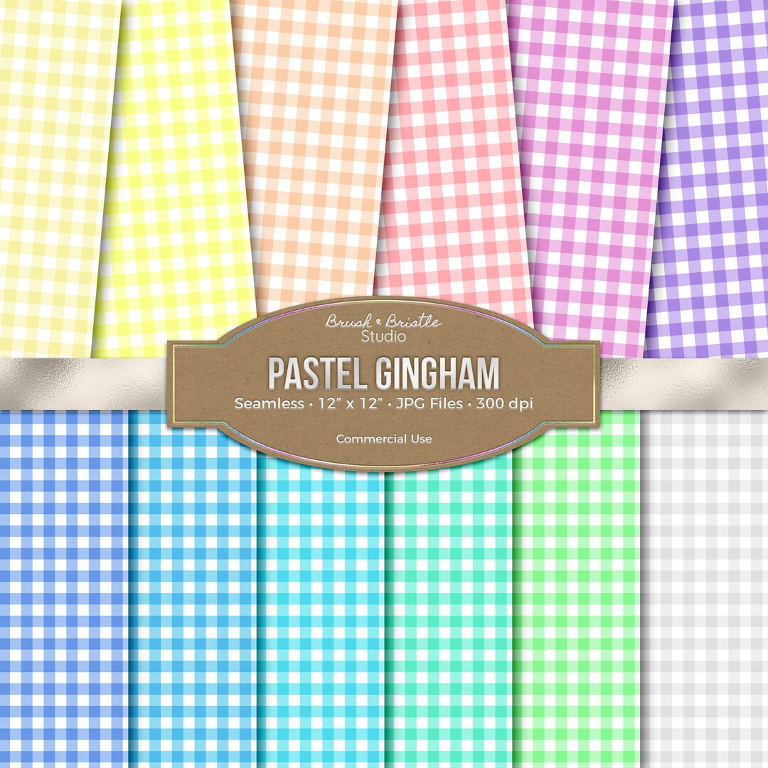 Pastel Rainbow Gingham Seamless Digital Paper, Commercial Use, Instant ...