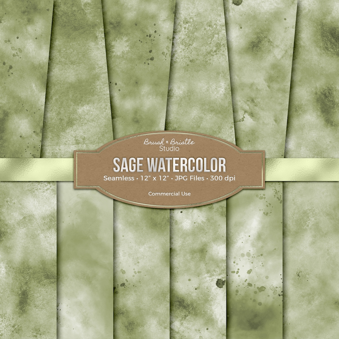 Sage Watercolor Digital Paper, Seamless, Texture, Scrapbook Paper ...