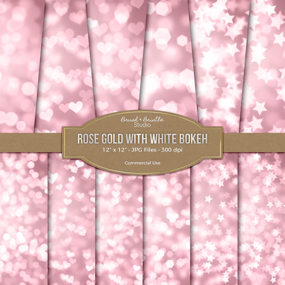 Rose Gold With White Bokeh Digital Paper, Commercial Use, Instant ...