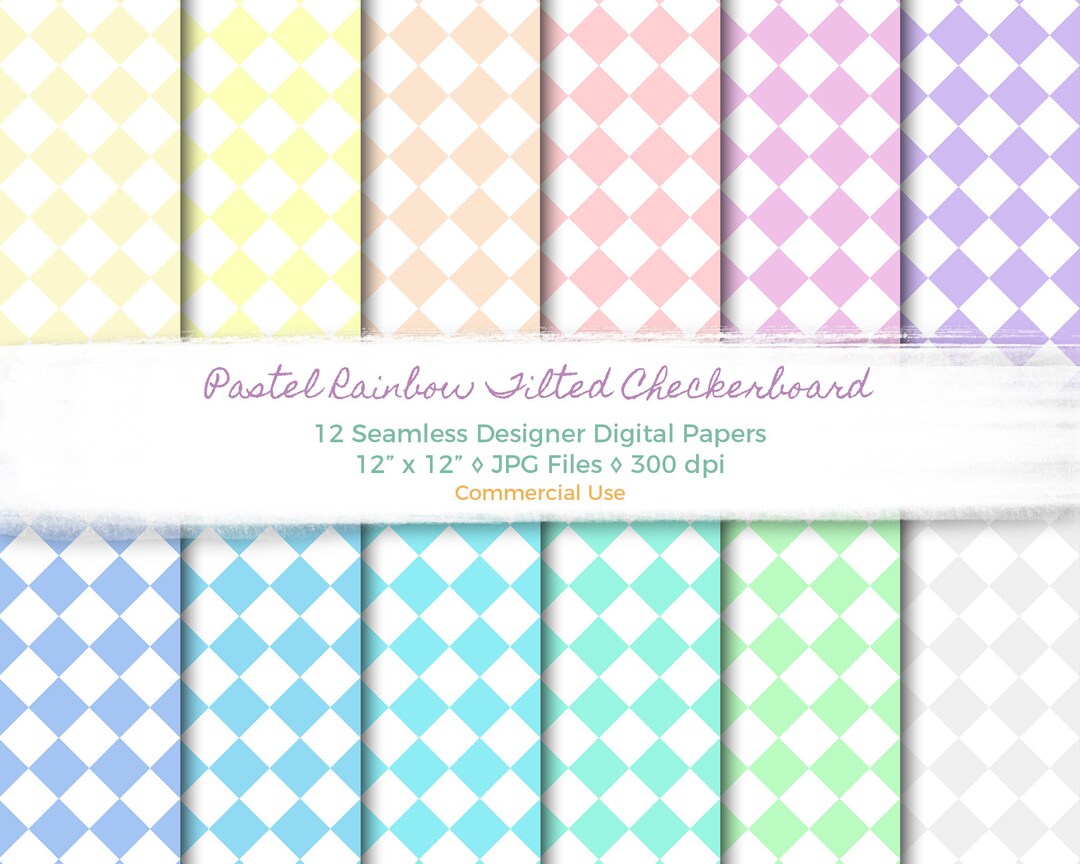 Pastel Rainbow Tilted Checkerboard Seamless Digital Paper - Etsy