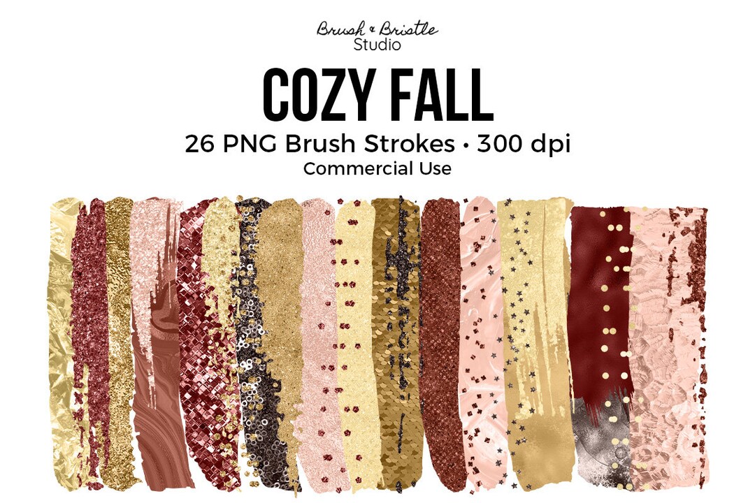 26 Cozy Fall Brush Strokes, Set 1, PNG Overlay Clipart, Luxury Brush ...