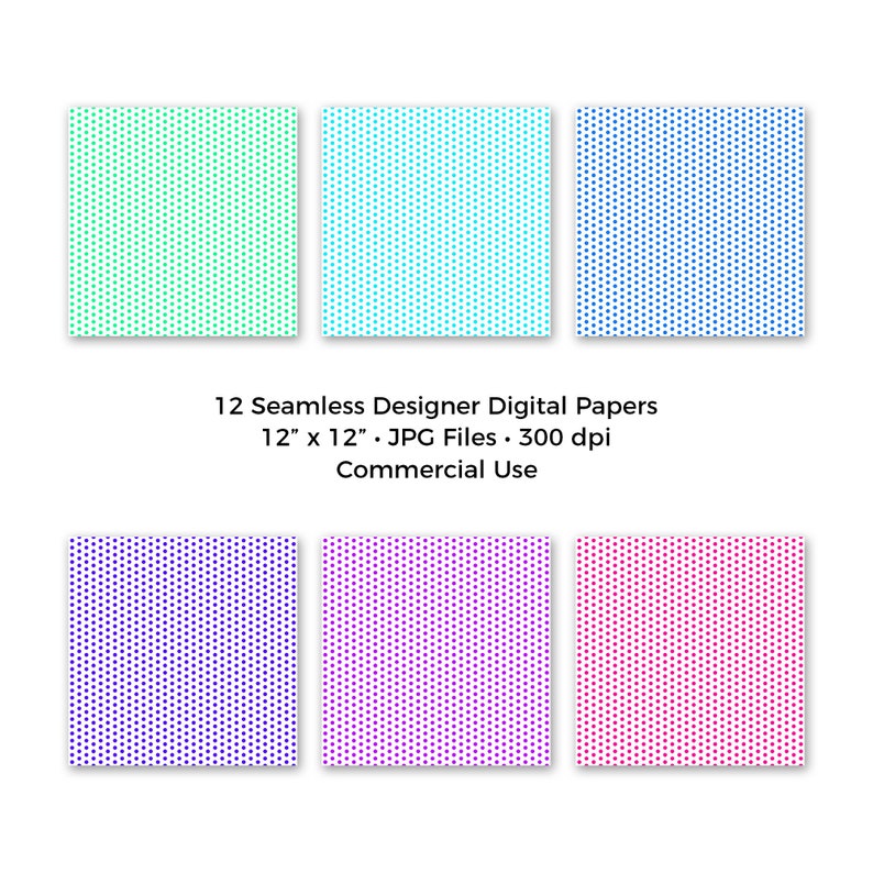 Rainbow Polka Dots Seamless Digital Paper, Commercial Use, Instant ...