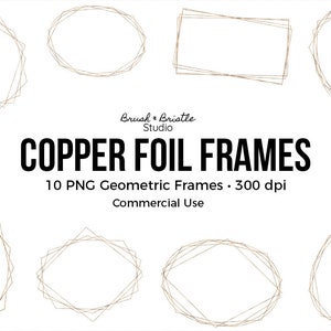Copper Metallic Foil Geometric Frames, Vector Polygonal Frames, PNG ...