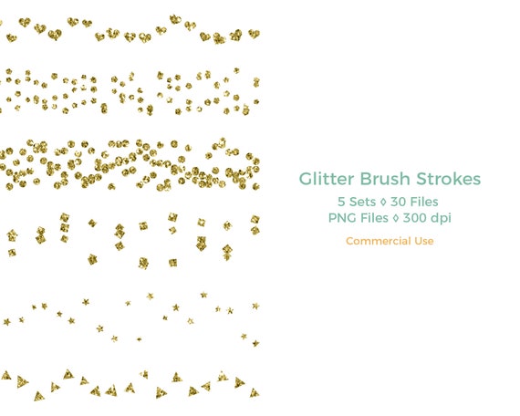 30 Gold Glitter Brush Strokes PNG Overlay Clipart 5 Sets - Etsy