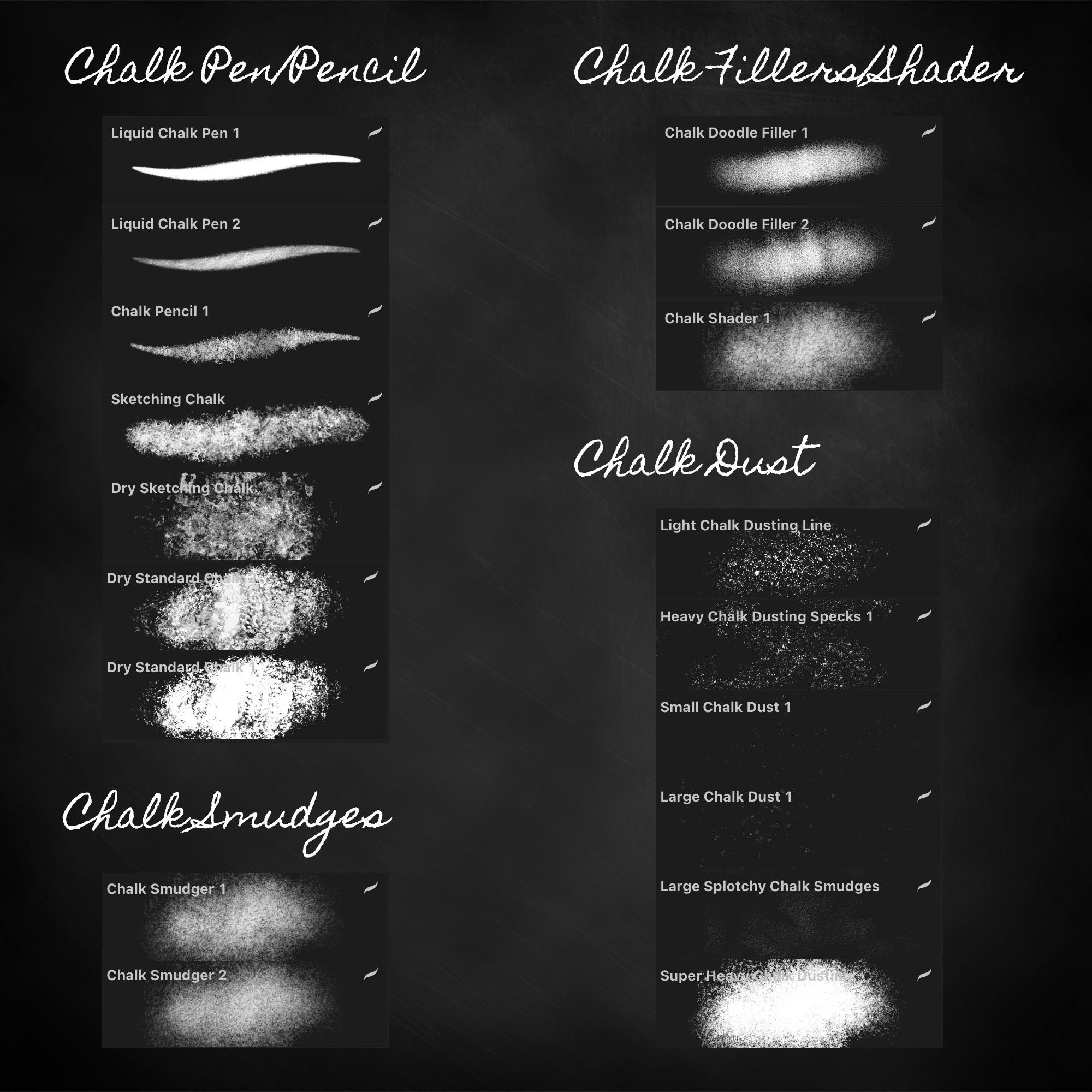 18 Procreate Chalk Brushes for iPad | Chalk Pens | Chalk Smudge Brush ...