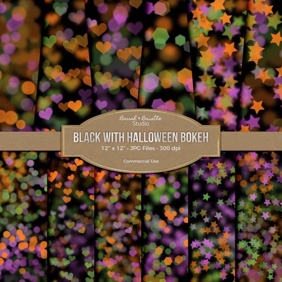 Black and Halloween Themed Bokeh Digital Paper, Commercial Use, Instant ...