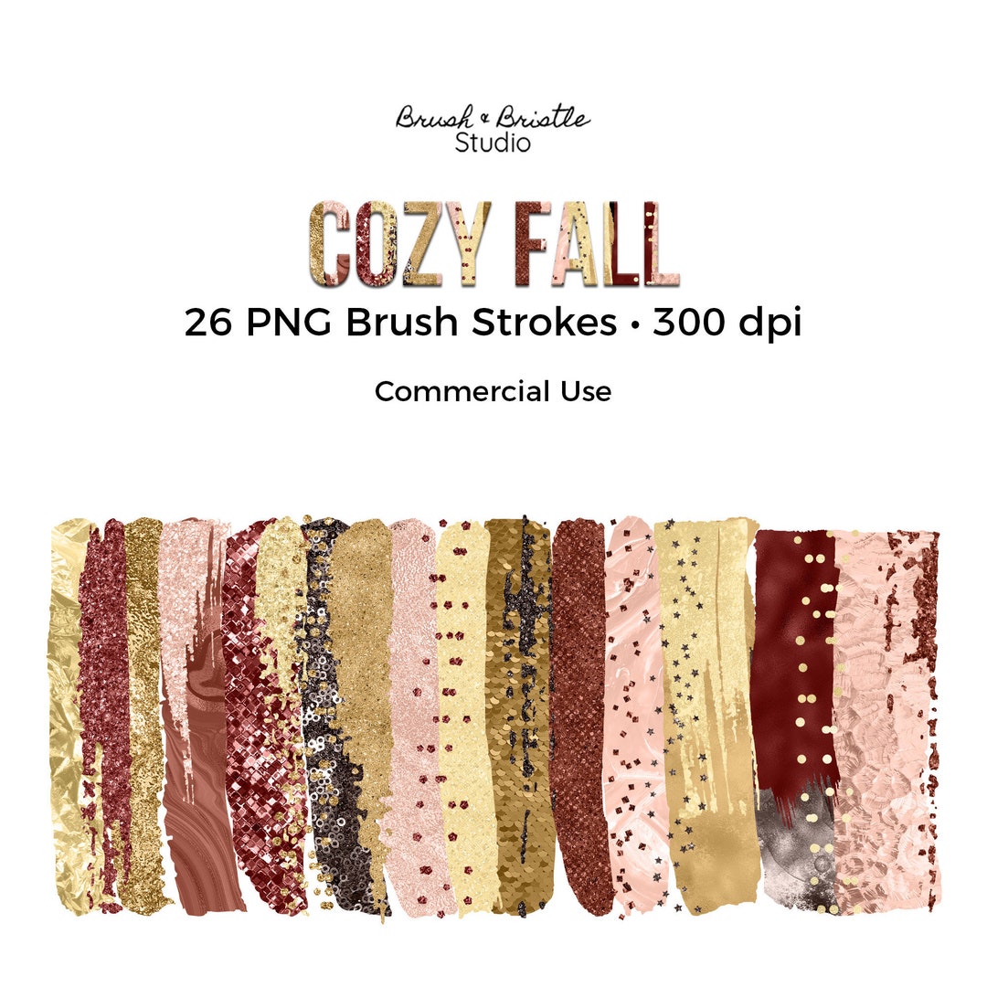 26 Cozy Fall Brush Strokes, Set 1, PNG Overlay Clipart, Luxury Brush ...