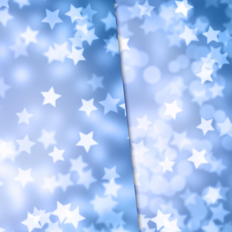 Winter Blues With White Bokeh Digital Paper, Commercial Use, Instant ...
