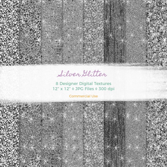 Seamless Silver Glitter Digital Texture Silver Glitter Paper | Etsy