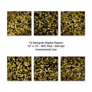 Black and Gold Bokeh Digital Paper, Commercial Use, Instant Download ...