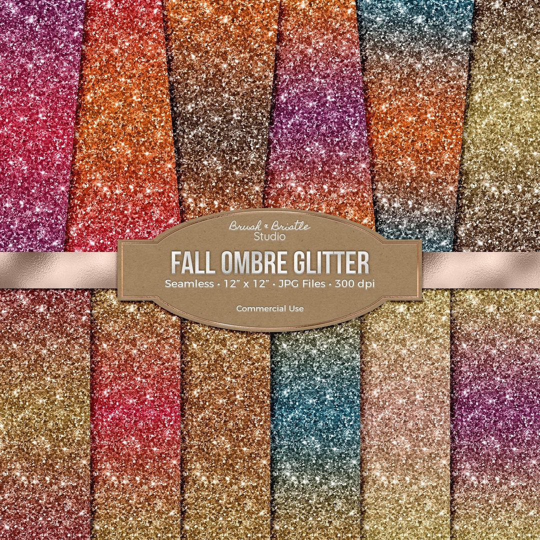Seamless Fall Ombre Glitter Digital Paper, Texture, Autumn and Fall ...