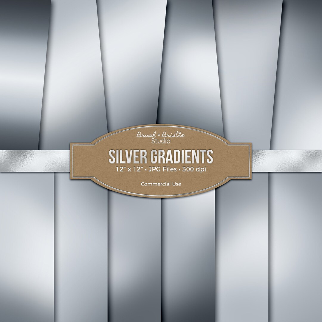 Silver Ombre Gradient Digital Paper, Metallic, Scrapbook Paper ...