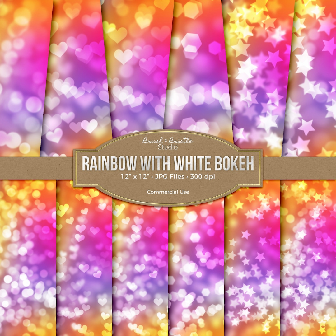 Rainbow With White Bokeh Digital Paper, Commercial Use, Instant ...