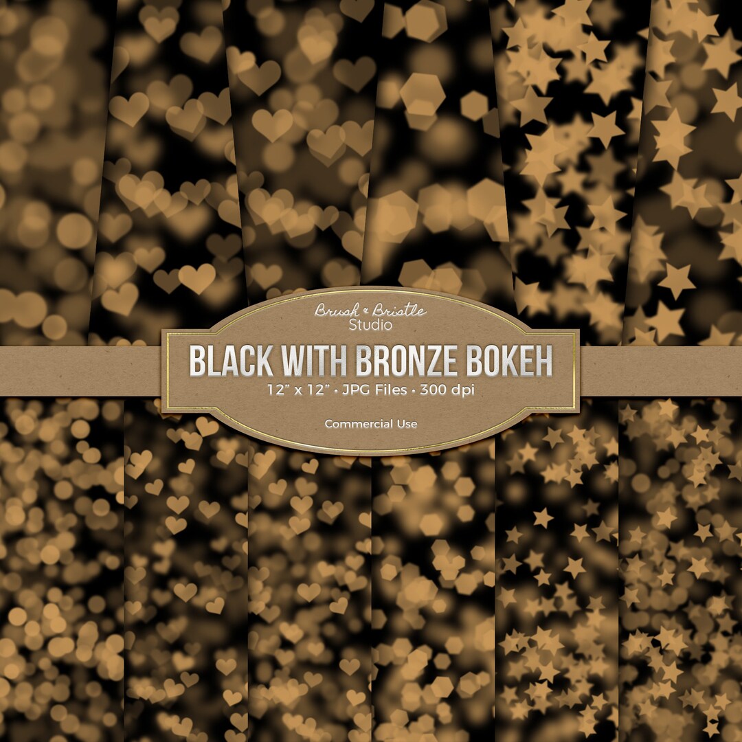 Black and Bronze Bokeh Digital Paper, Commercial Use, Instant Download ...