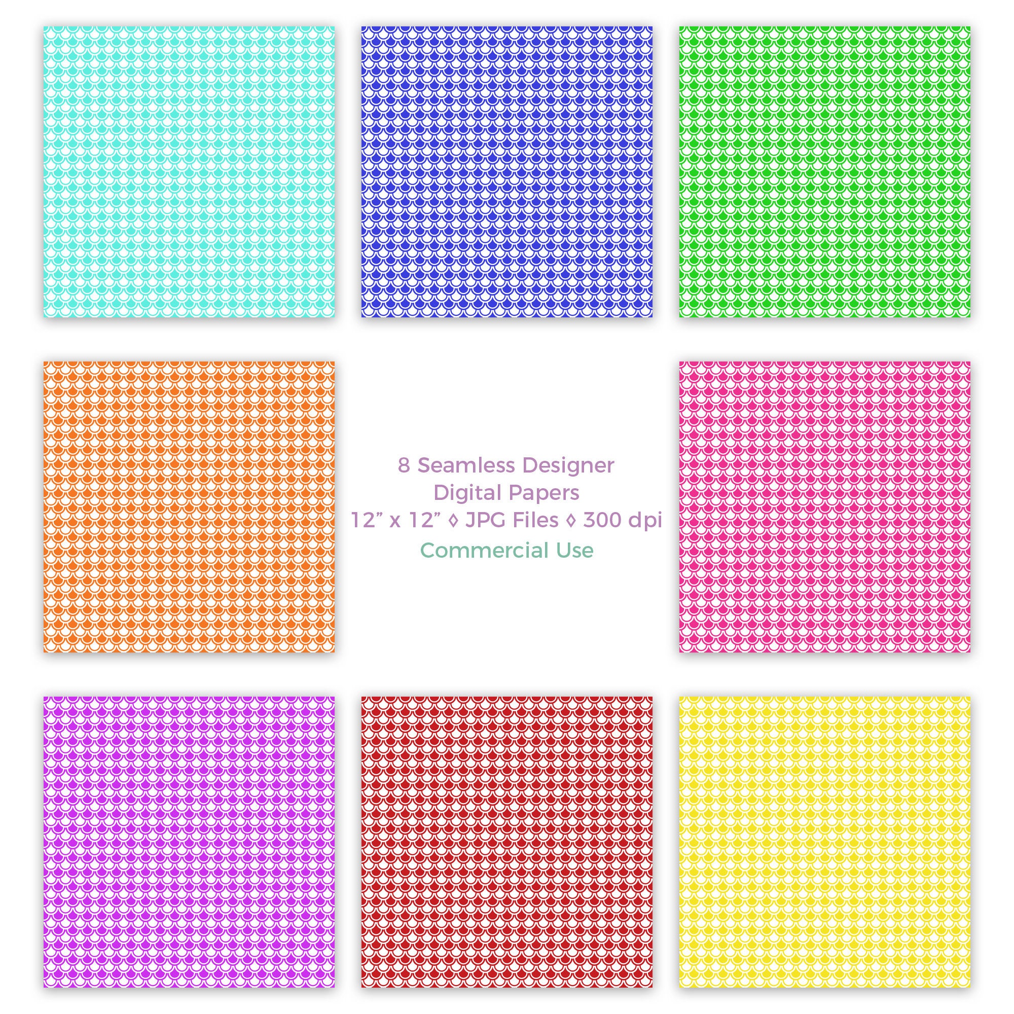 Rainbow Double Circled Scallops Seamless Digital Paper | Etsy