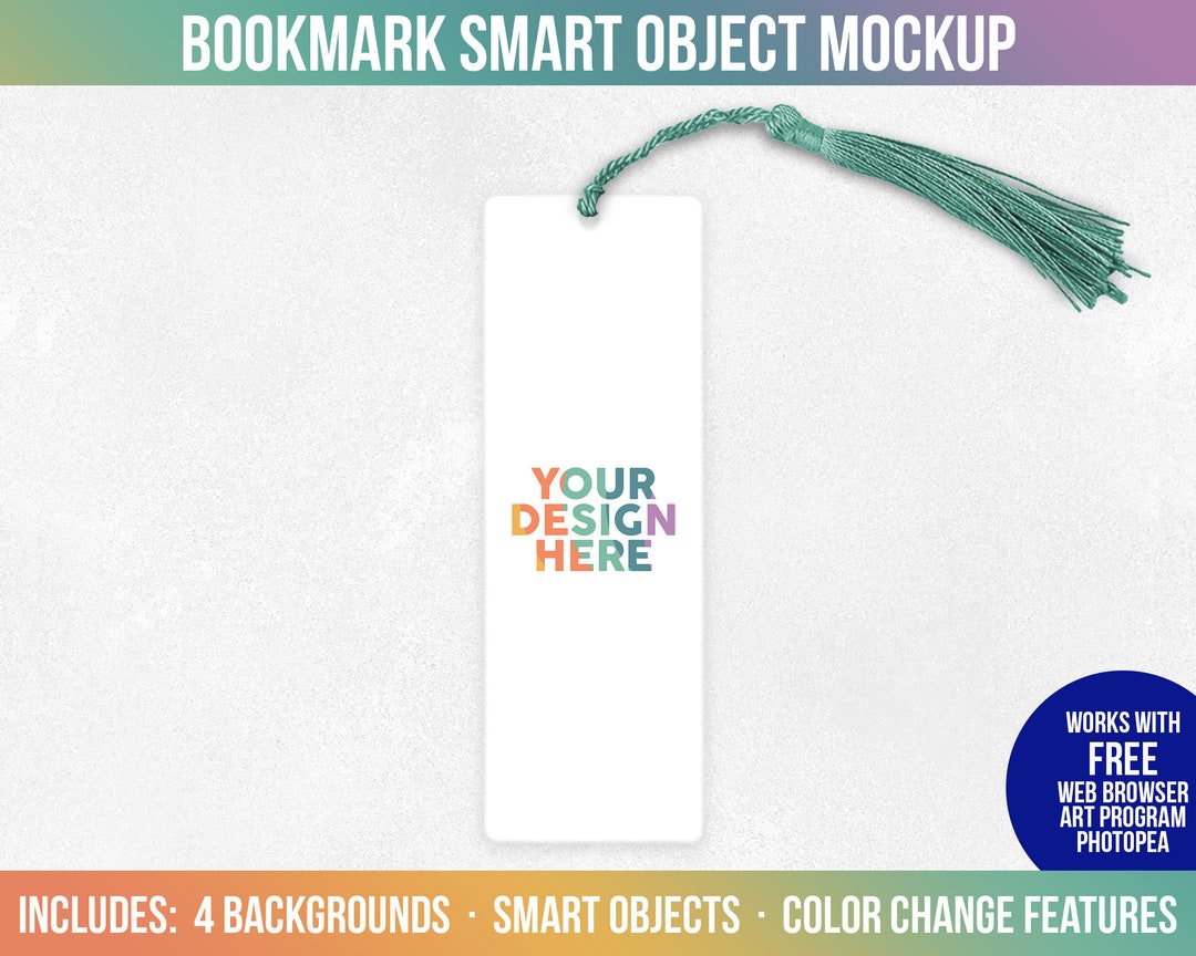 Bookmark Smart Object Mockup, Photoshop Mock-up, Photopea, Multiple ...
