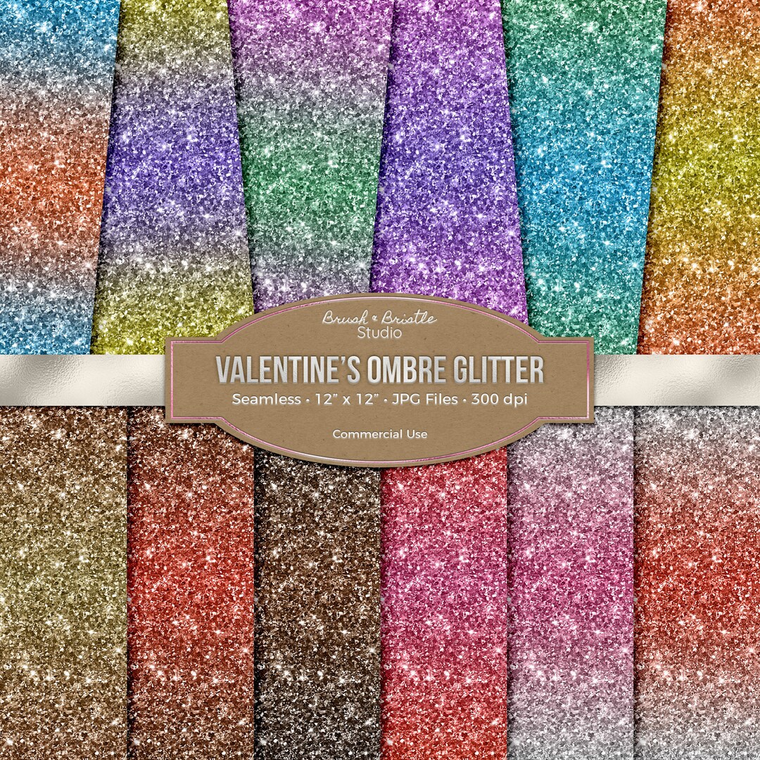 Seamless Valentine's Day Ombre Glitter Digital Paper, Texture ...